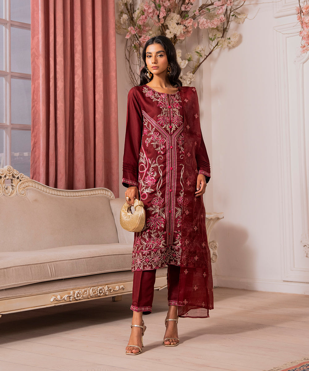 3PC - Embroidered Viscose Suit – Kross Kulture